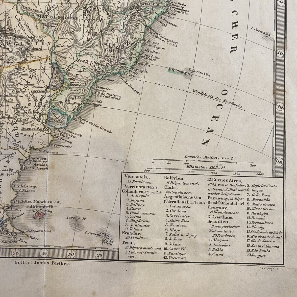 Map of South America 1854 | Gadabout Vintage